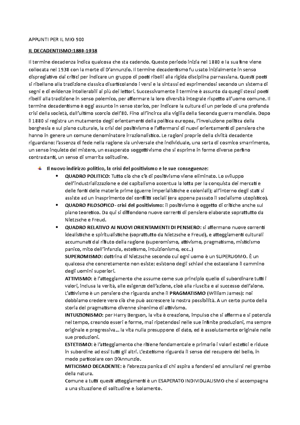 Riassunto appunti per il mio 900 - APPUNTI PER IL MIO 900 IL ...