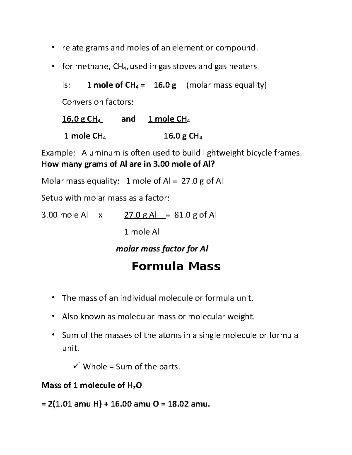 CH,6-Formula Mass - These are lecture notes for the course CHM 1020 at ...