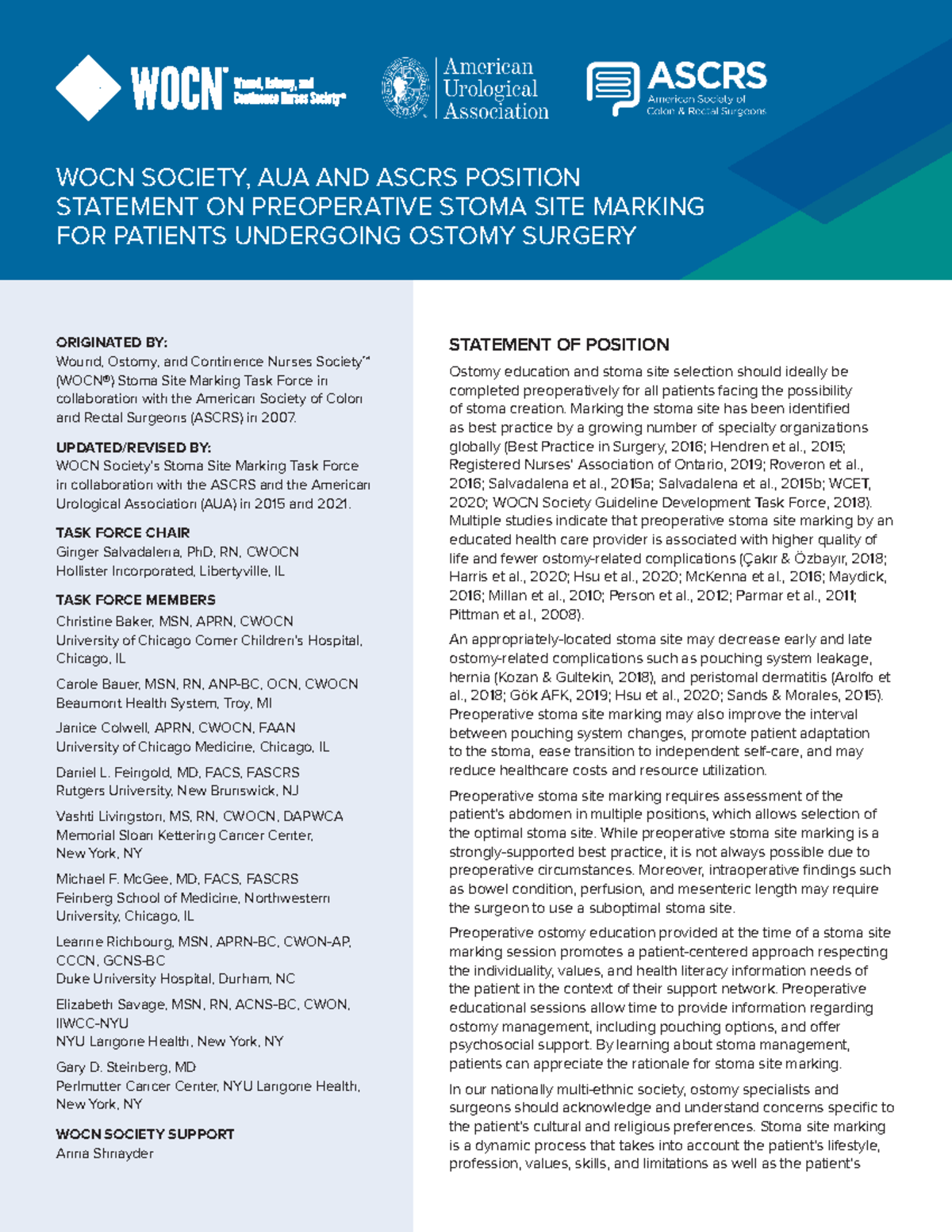 WOCN Stoma Positioning State - ORIGINATED BY: Wound, Ostomy, and ...