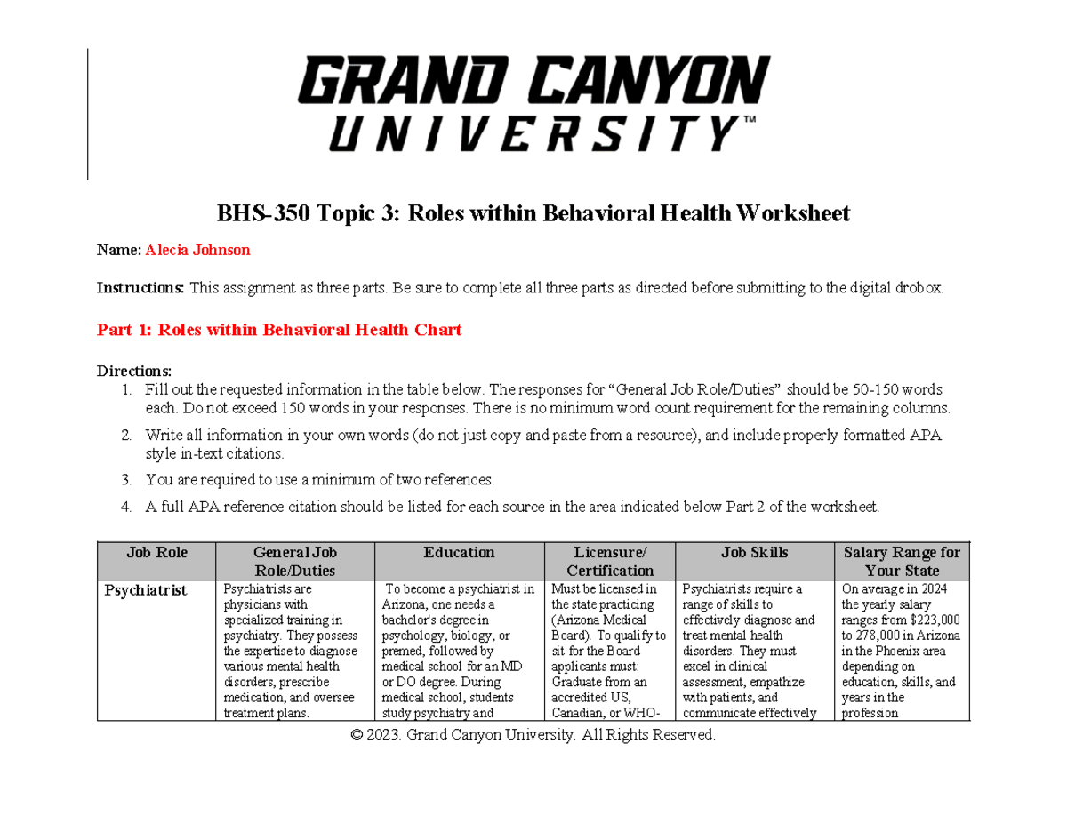 BHS-350-RS-T3-Roles Worksheet Johnson - BHS-350 Topic 3: Roles within ...