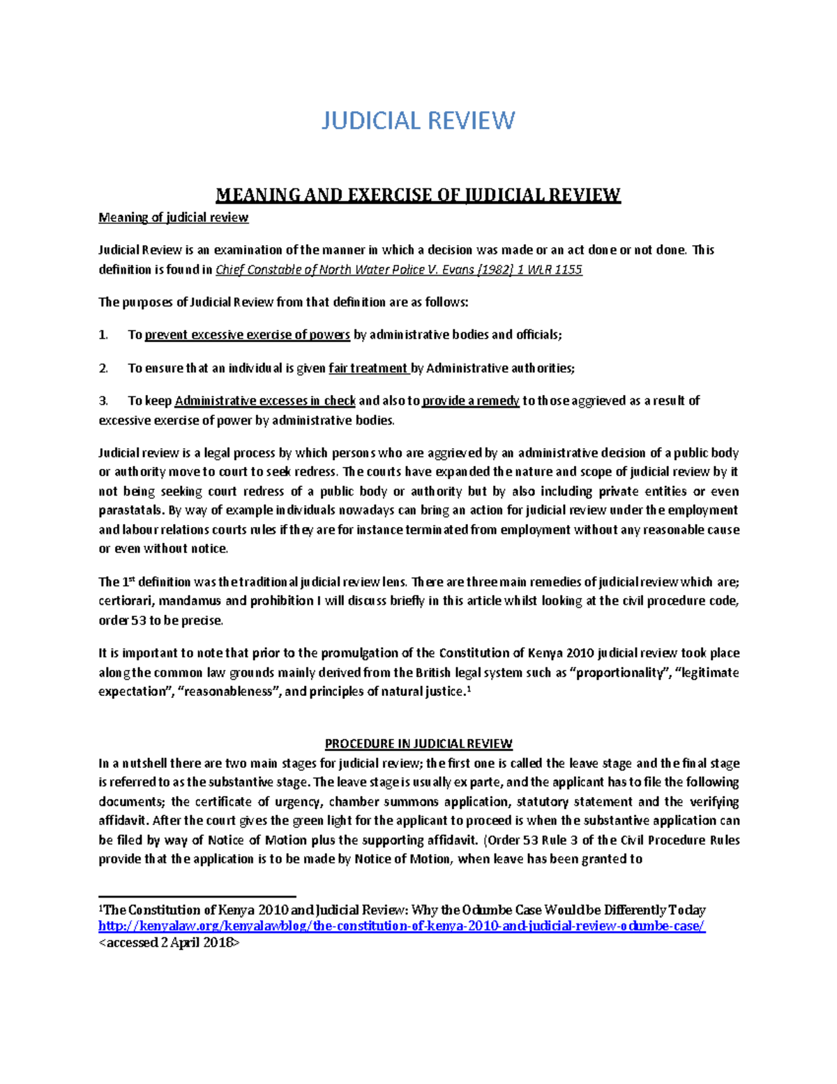 Judicial review - JUDICIAL REVIEW MEANING AND EXERCISE OF JUDICIAL ...