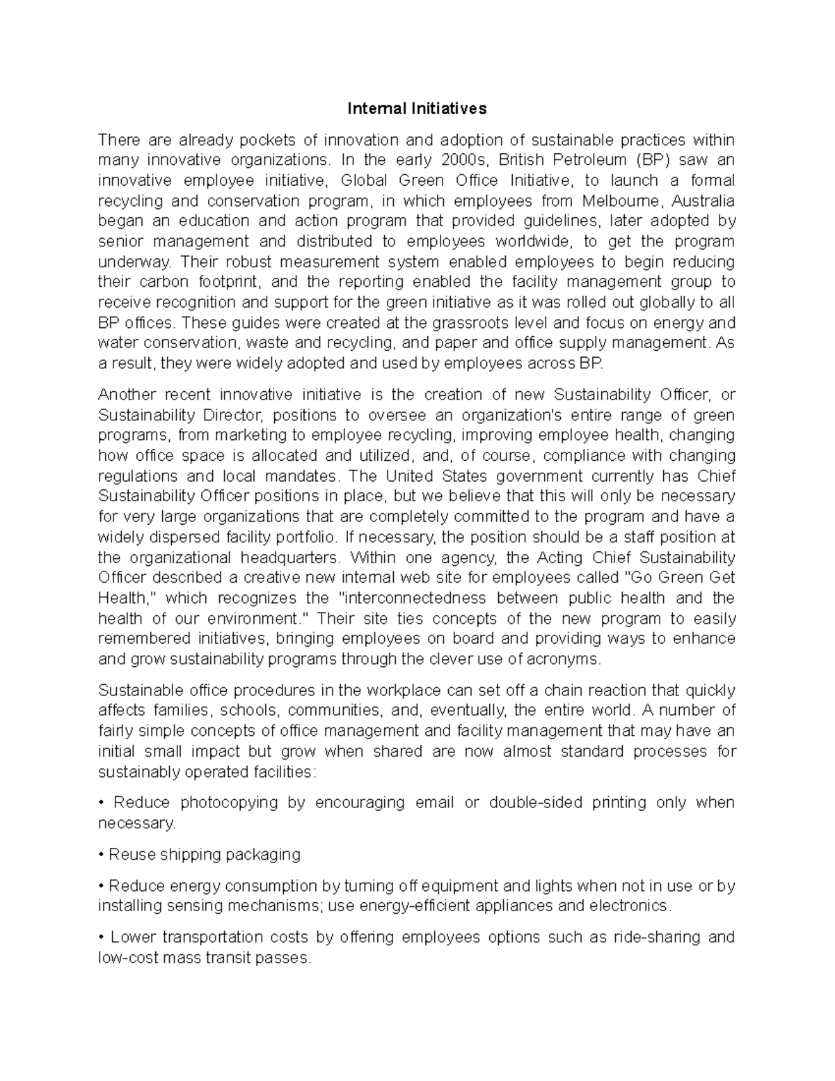 Lesson 28 Internal Initiatives - Internal Initiatives There are already ...