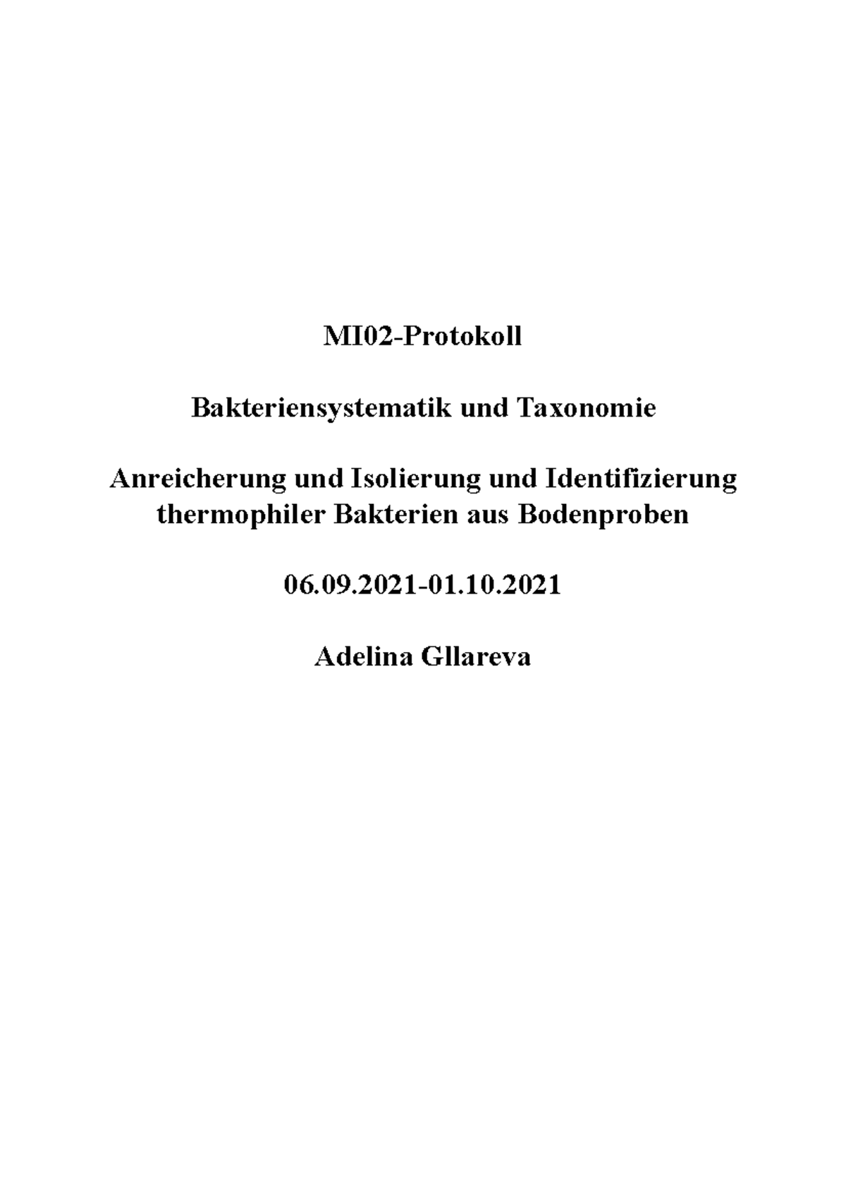 MI02-Protokoll pdf - Hiller - MI02-Protokoll Bakteriensystematik und Taxonomie Anreicherung und ...