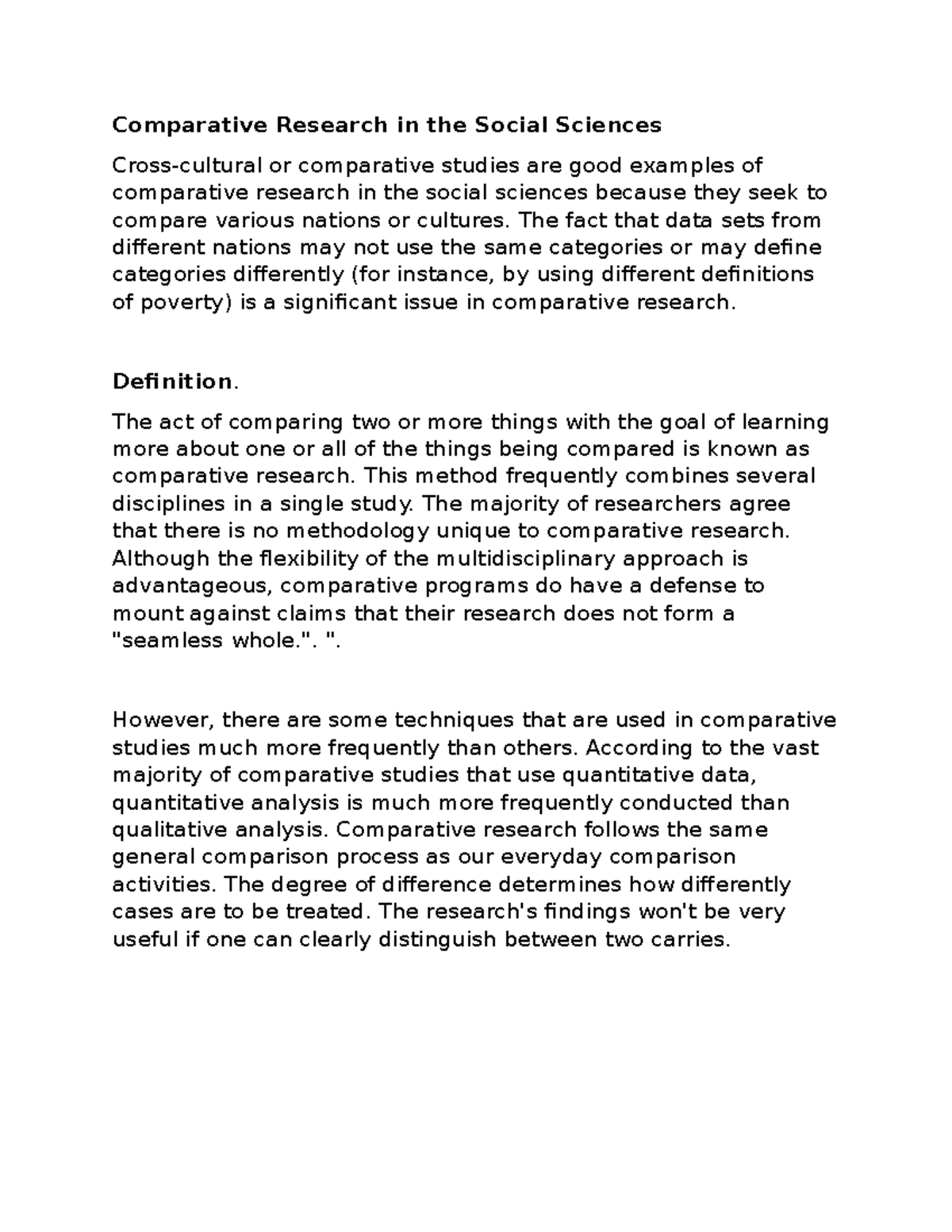 Comparative Research - The fact that data sets from different nations ...