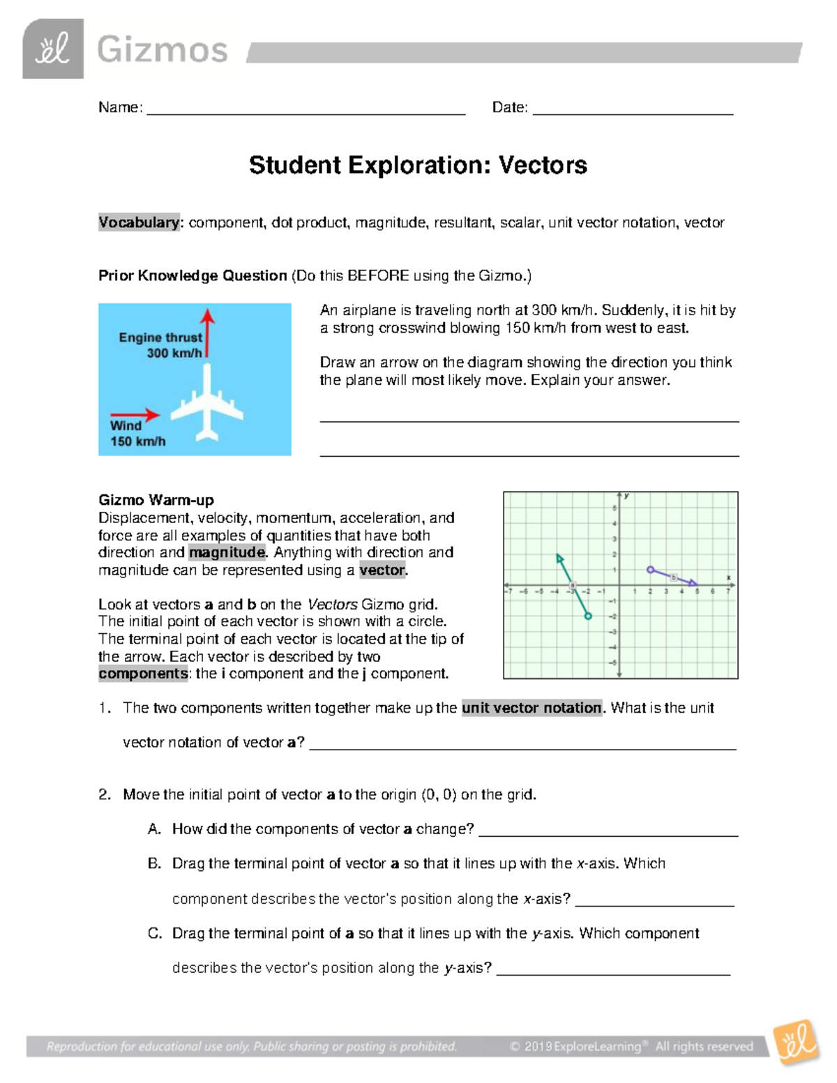 Vectors SE - Name: ______________________________________ Date ...