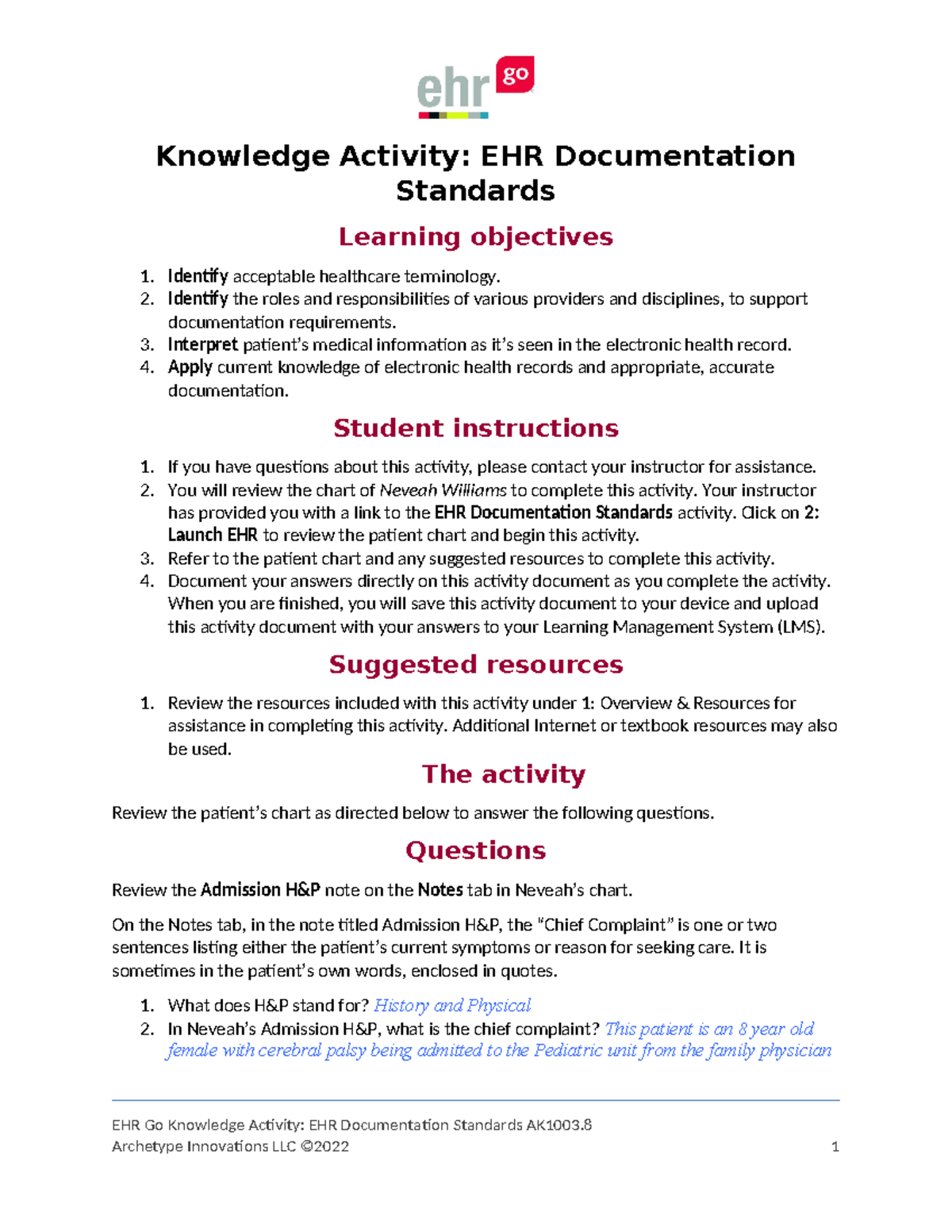 HSS210 U3IP Assignment Key Takeaways - Knowledge Activity: EHR ...