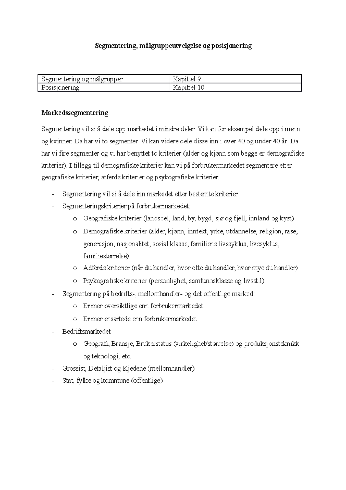 ØKT 3 - Segmentering, målgrupper - Segmentering, målgruppeutvelgelse og ...