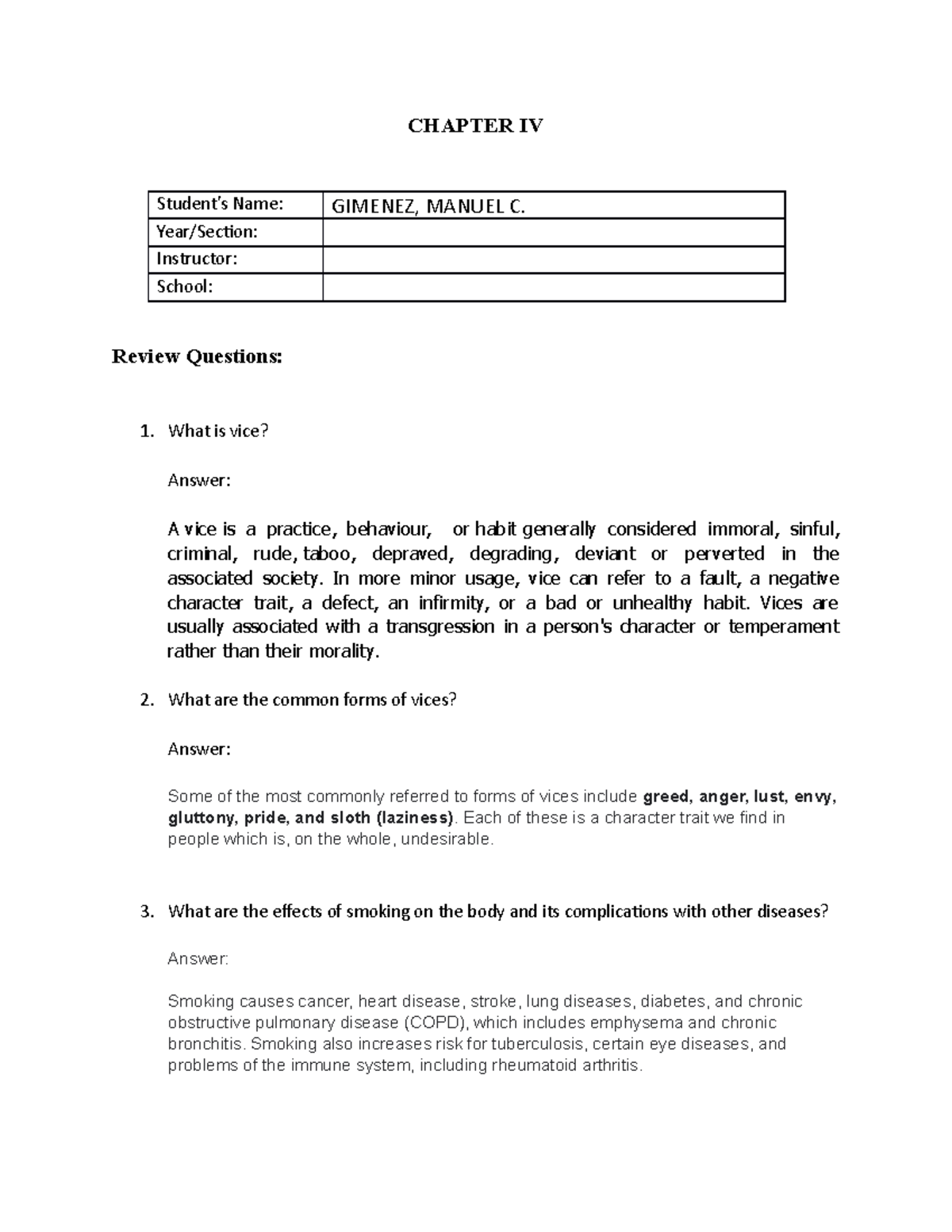 Chapter 4-Review Questions - CHAPTER IV Student’s Name: GIMENEZ, MANUEL ...