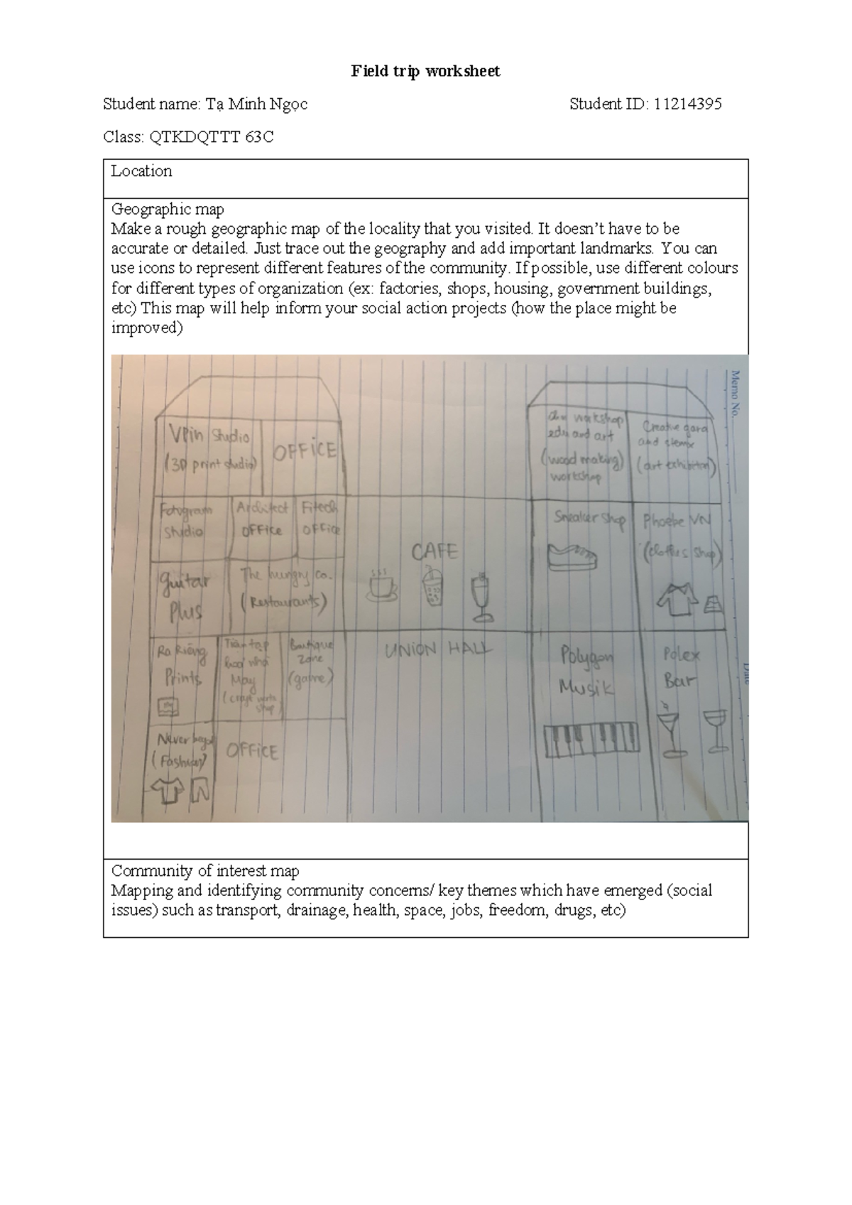 Field trip worksheet-2 - Field trip worksheet Student name: Tạ Minh ...