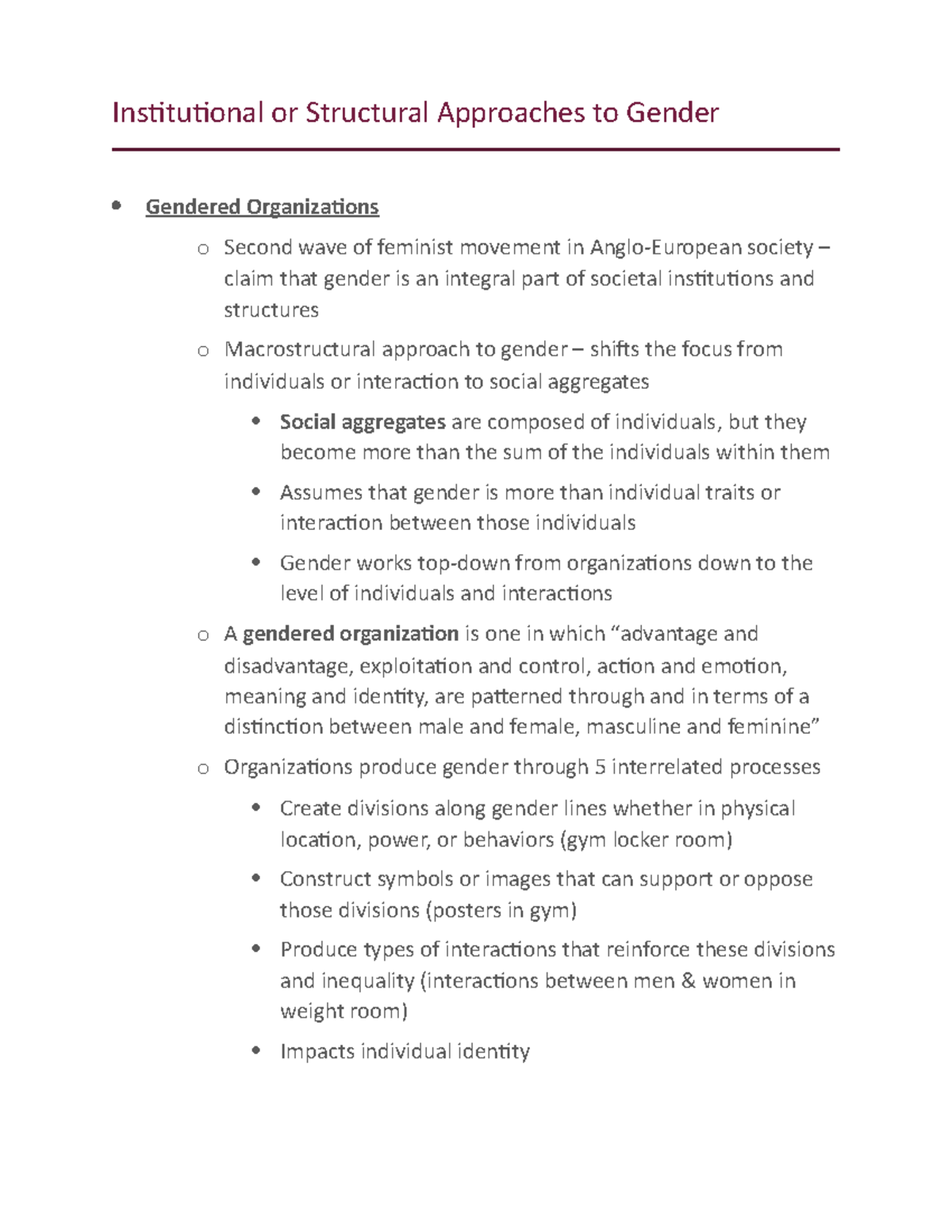 Institutional or Structural Approaches to Gender - Institutional or ...