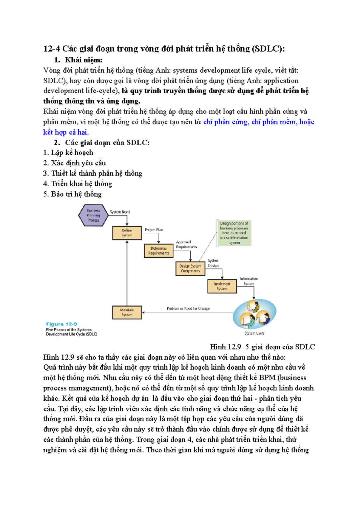 12-4 Các giai đoạn trong vòng đời phát triển hệ thống (SDLC) - Khái niệm: Vòng đời phát triển hệ ...