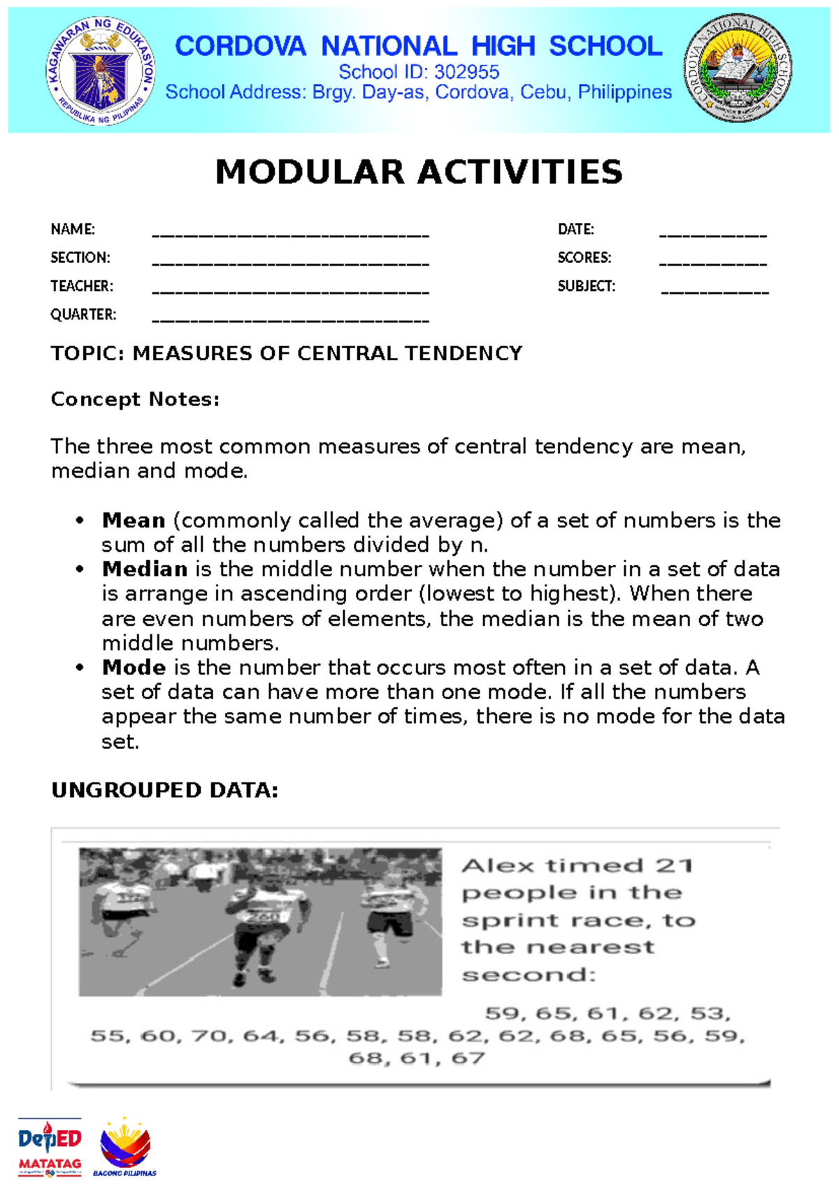Module 2 - MODULAR ACTIVITIES NAME ...