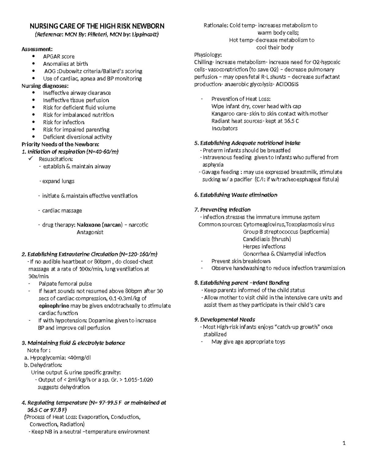 Nursing CARE OF THE HIGH RISK Newborn - NURSING CARE OF THE HIGH RISK ...