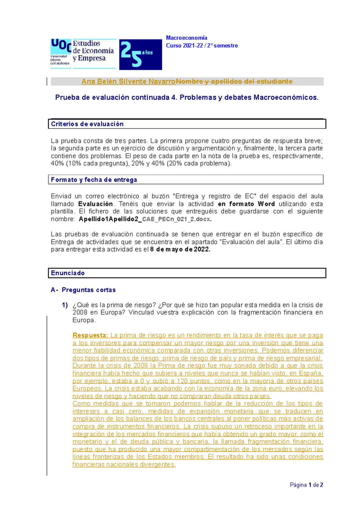 PEC4 - Pec macroeconomia modulo 4 solución de la practica de evaluacion continua - Macroeconomía ...