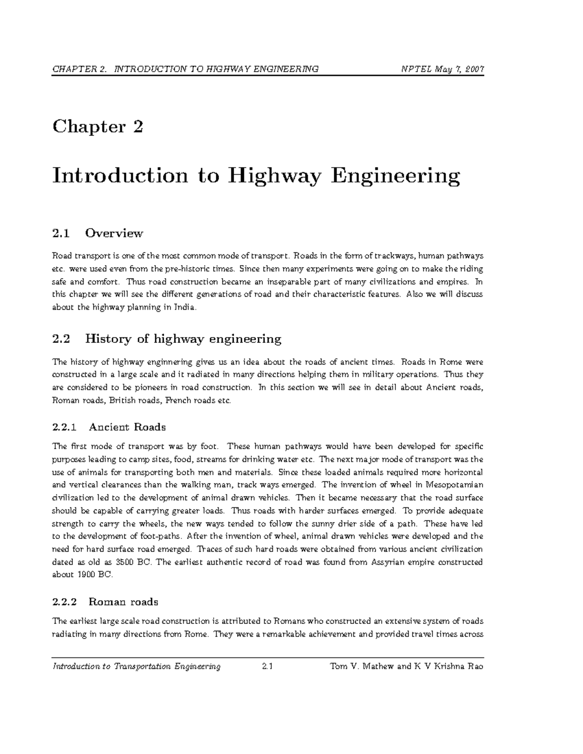 Highway engineering - Chapter 2 Introduction to Highway Engineering 2 ...