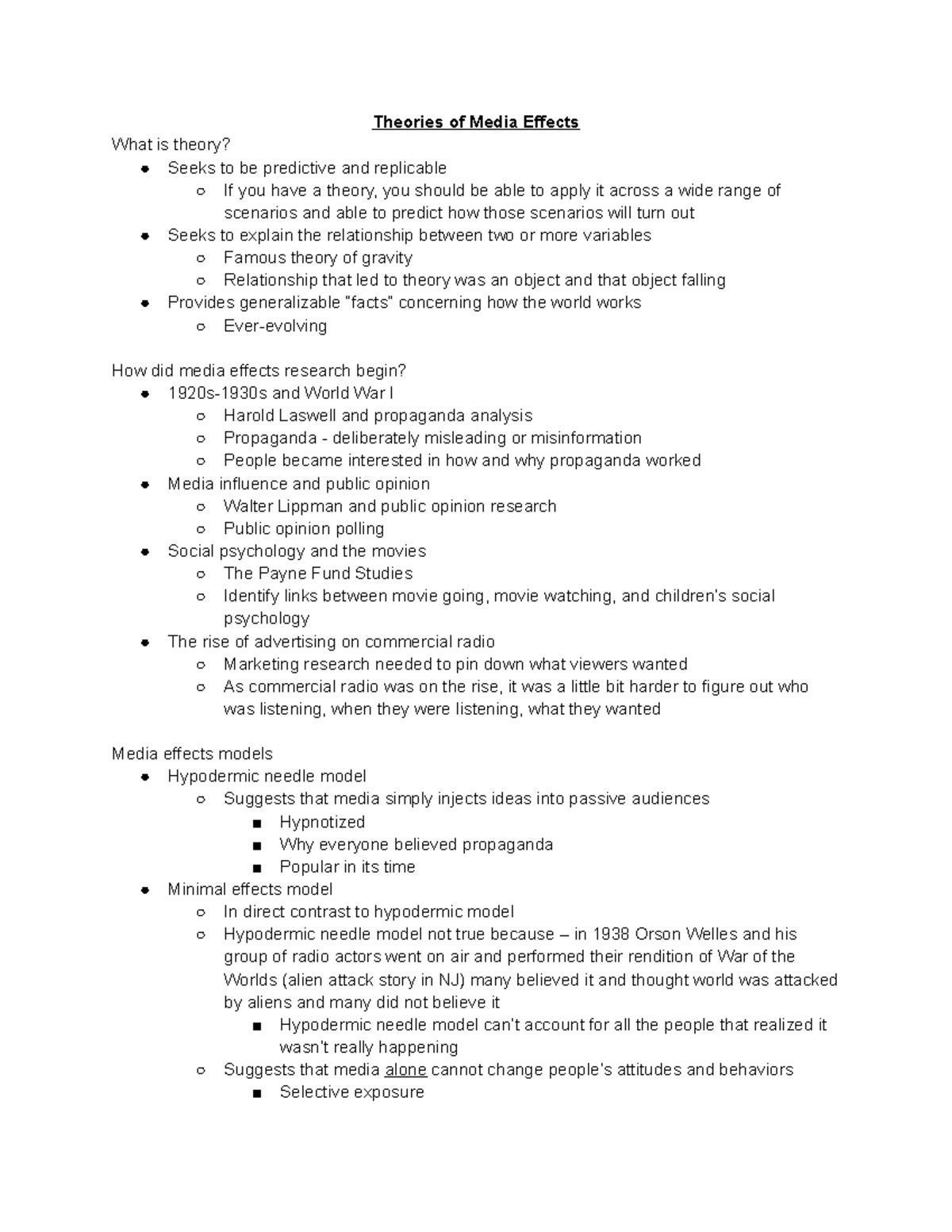Intro to Media: Theories of Media Effects - Theories of Media Effects ...