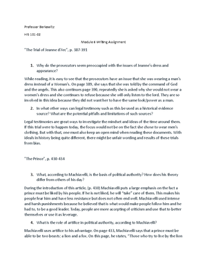 Module 4 Writing Assignment - Professor Berkowitz HIS 101- Module 4 Writing Assignment Summarize ...