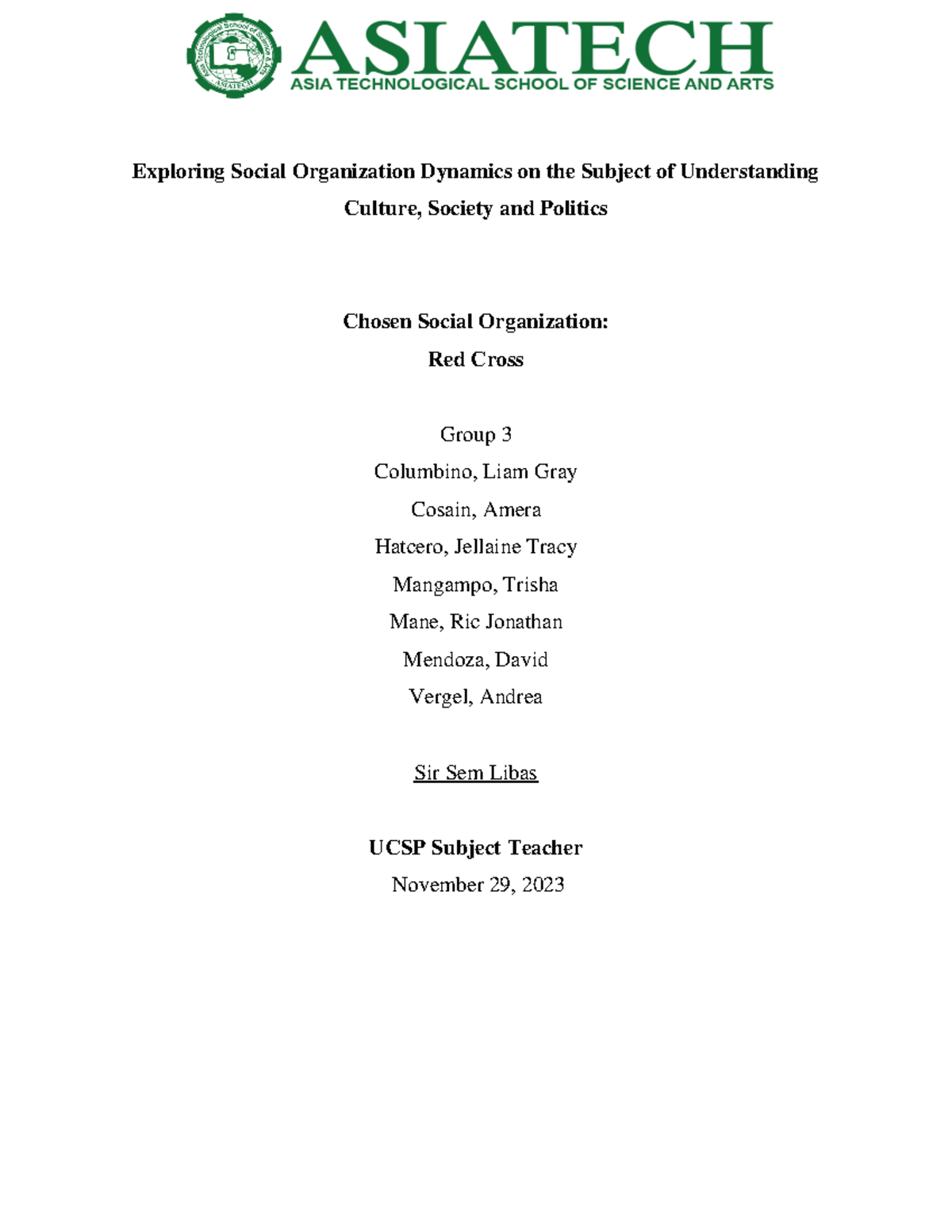 red cross aggin - Exploring Social Organization Dynamics on the Subject ...