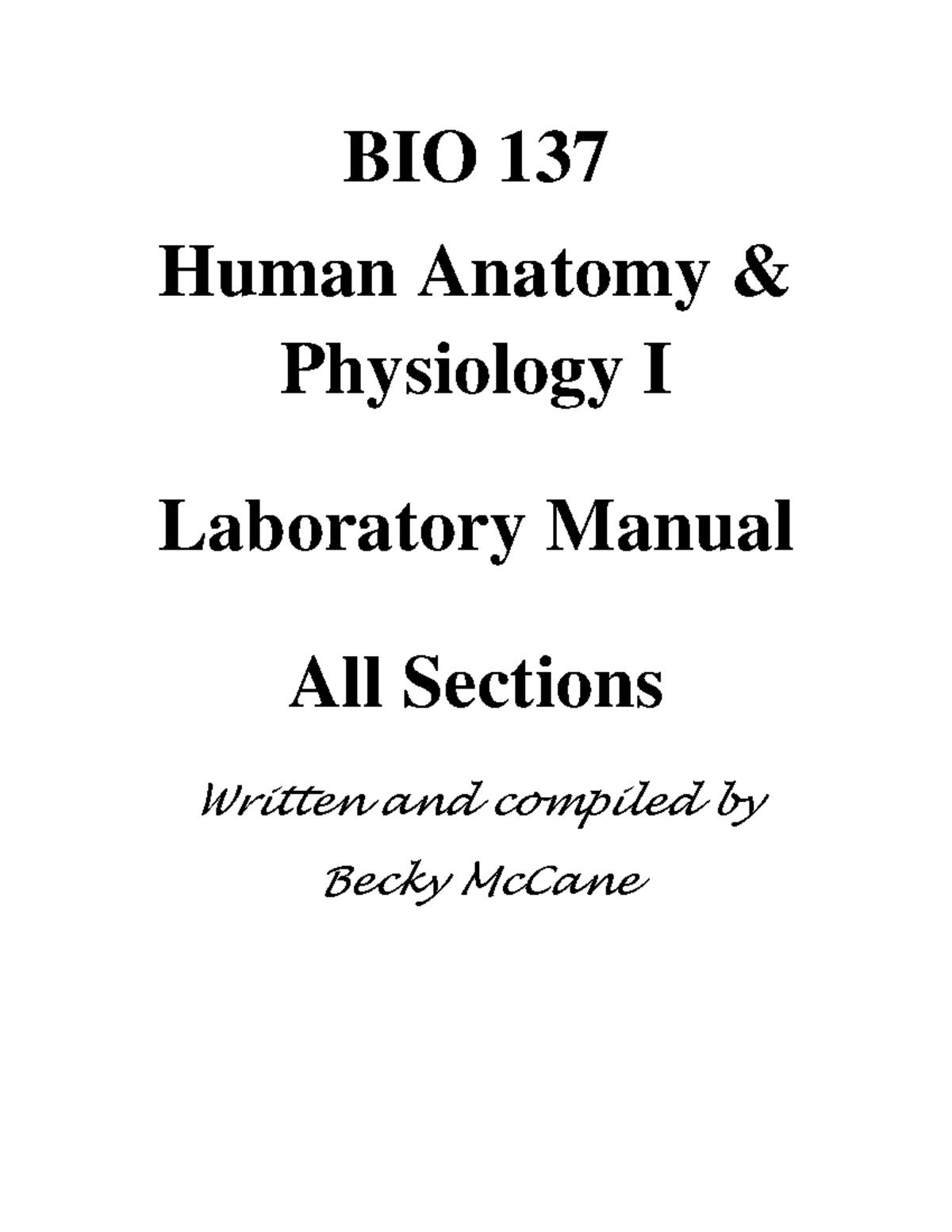 Bio 137 Lab Manual - nicd - BIO 137 Human Anatomy & Physiology I Laboratory Manual All Sections ...