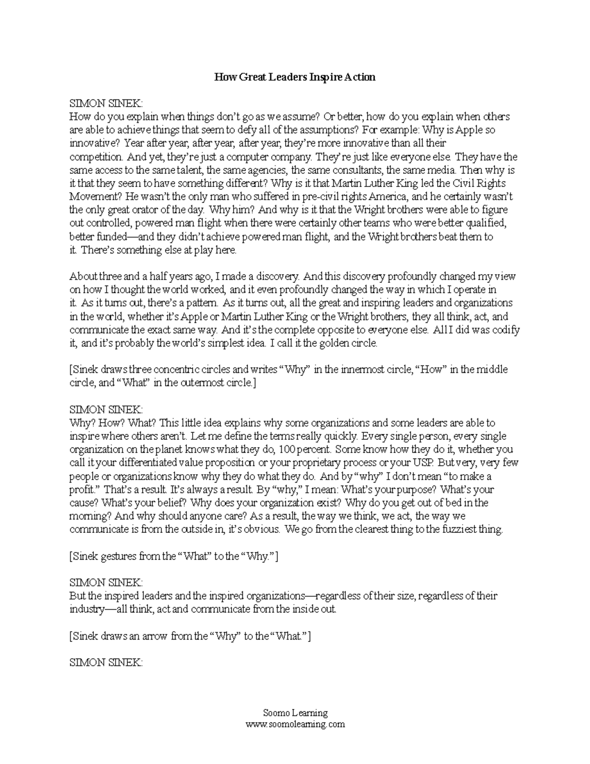 How Great Leaders Inspire Action transcript - How Great Leaders Inspire ...