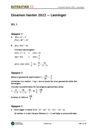 Eksamen R2 V17 - Matte - Eksamen 22. REA3024 Matematikk R Nynorsk ...