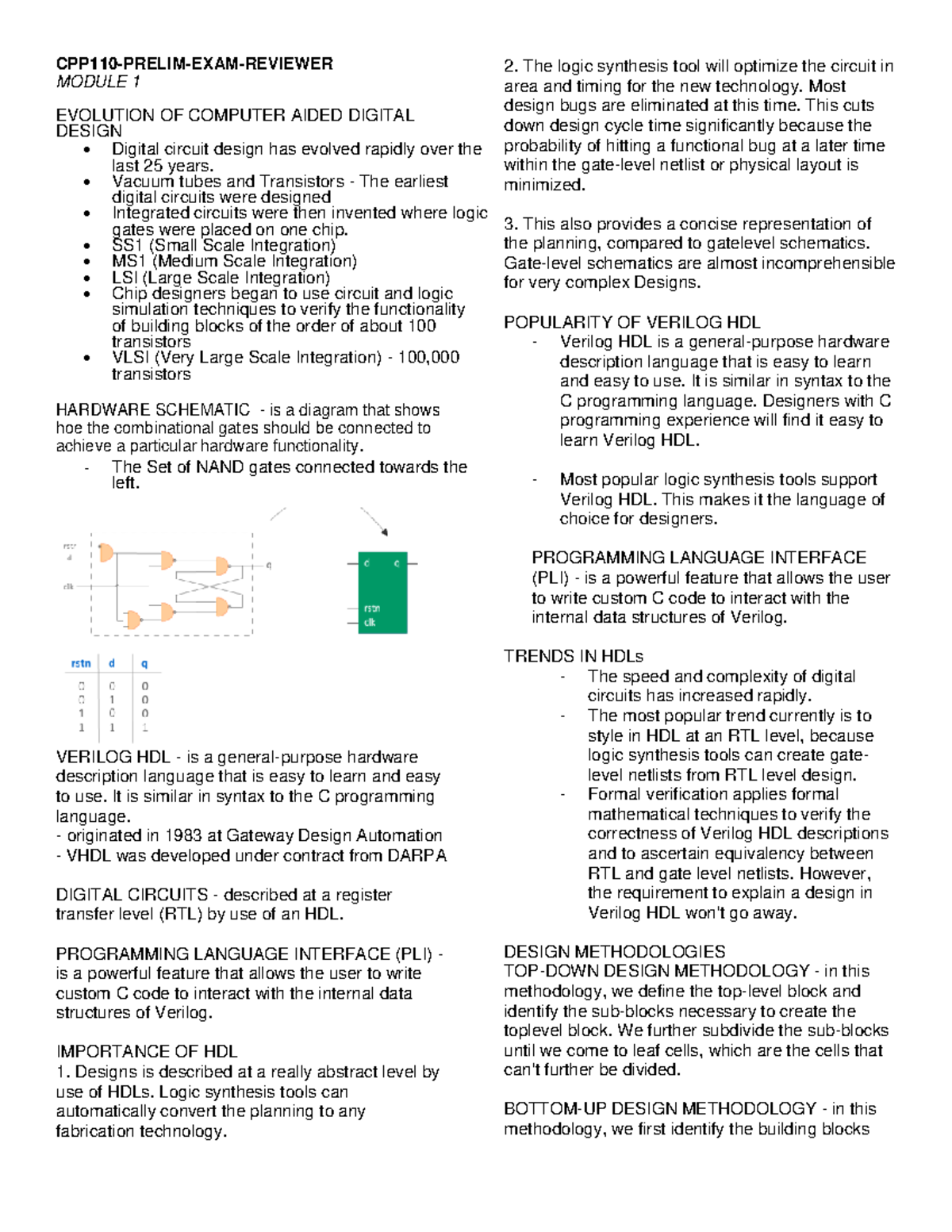 CPP110 Prelim Reviewer 1 - CPP110-PRELIM-EXAM-REVIEWER MODULE 1 EVOLUTION OF COMPUTER AIDED ...
