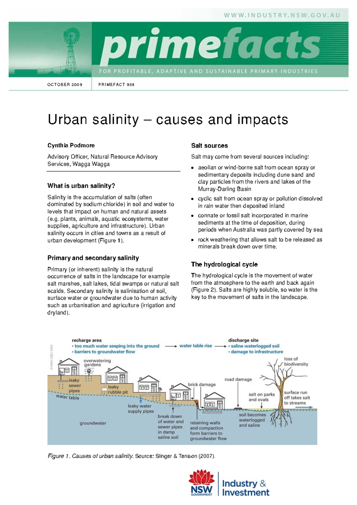 Urban salinity causes and impacts - O C T O B E R 2 0 0 9 P R I M E F A ...
