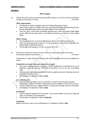 BS - Tutorial 4 (2020-21) - Selected - Tutorial 4 (Week 5) Lecture 4: Evaluating a company’s ...