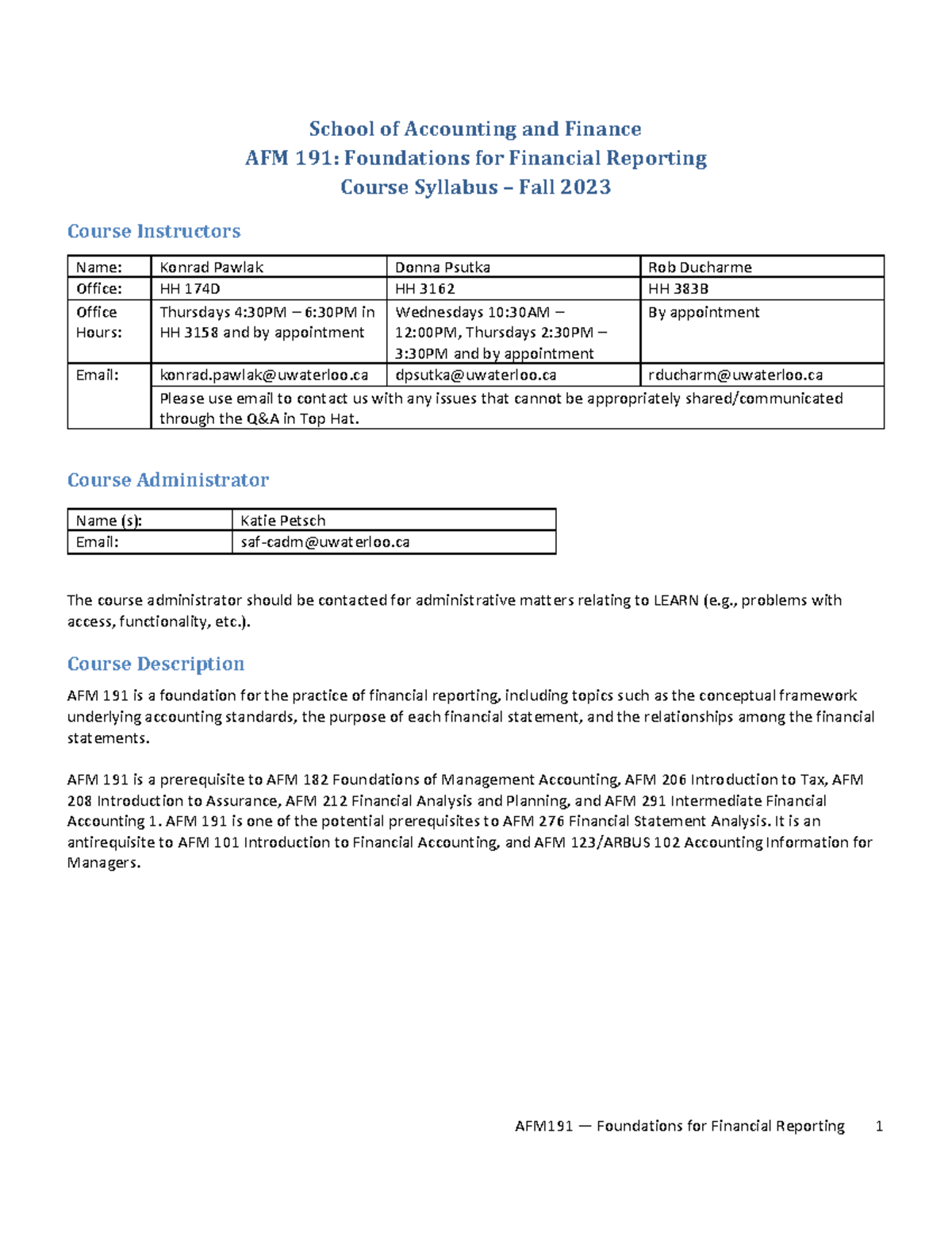 AFM 191 - Summary Foundations for Financial Reporting - School of ...