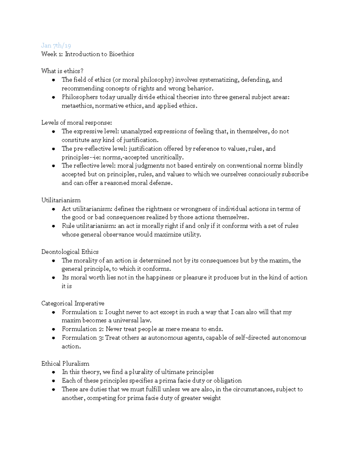 Philosophy 2110 - Lecture note, prof Chandra Kavanagh - Jan 7th/ Week 1 ...