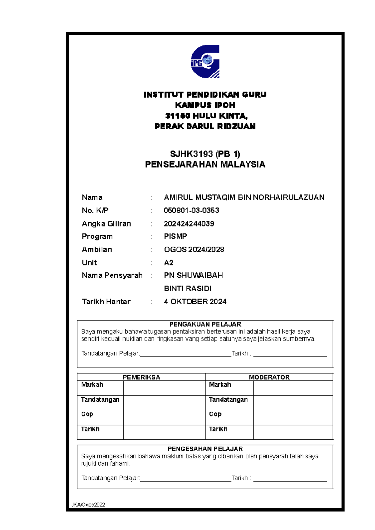 PB Sejarah 1 - INSTITUT PENDIDIKAN GURU KAMPUS IPOH 31150 HULU KINTA ...