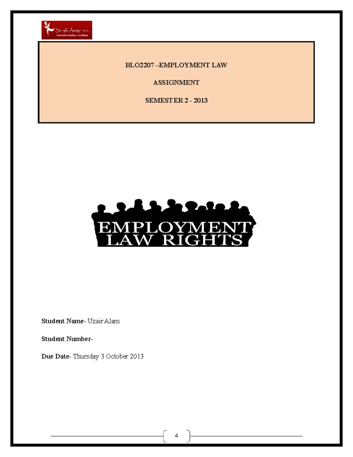 Employment-law - Final Year Project - BLO2207 –EMPLOYMENT LAW ...