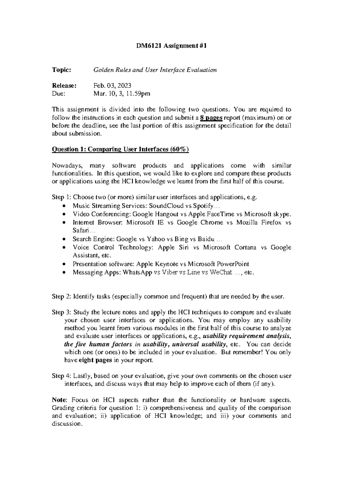 DM6121-assignment 1 2023 - DM6121 Assignment # Topic: Golden Rules and ...