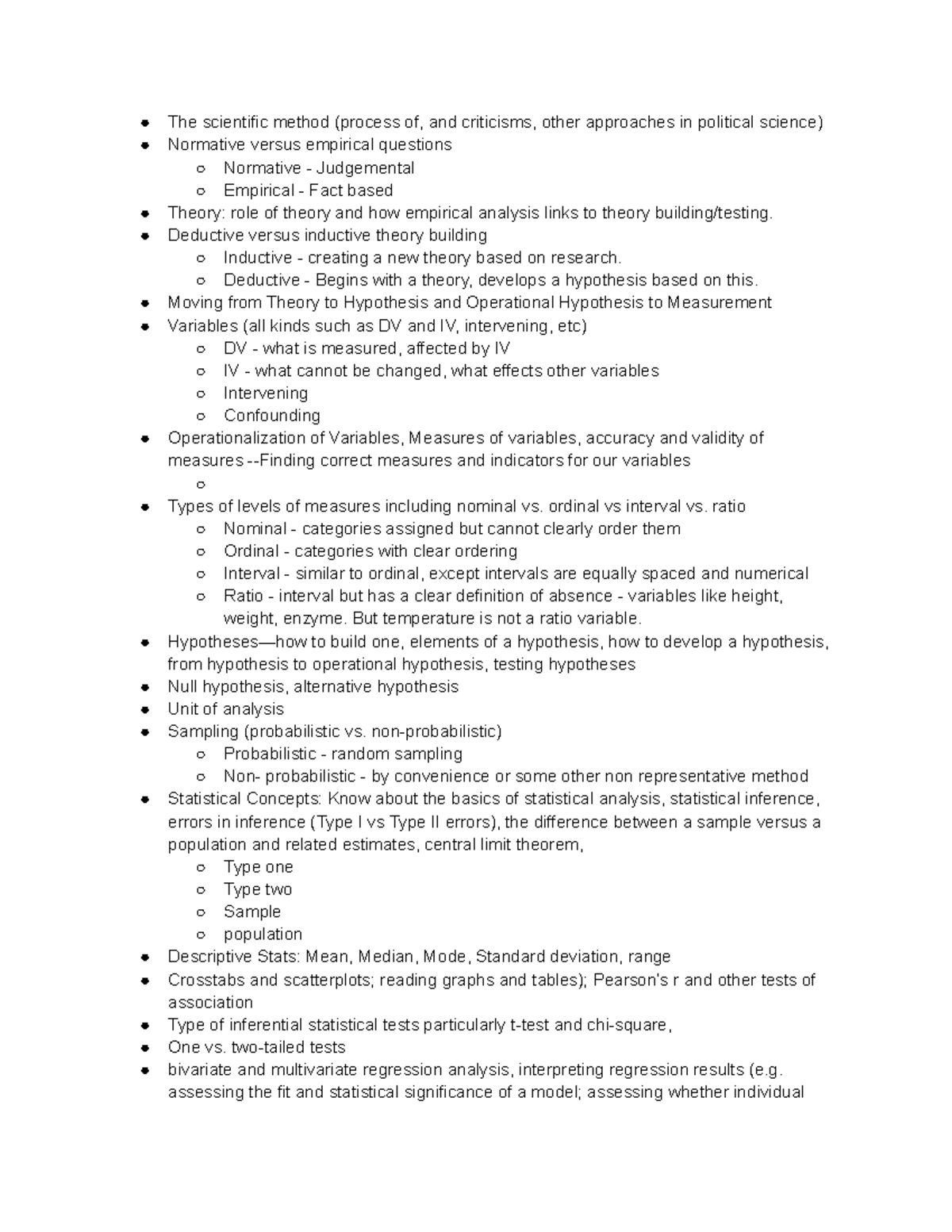 Poli 210 Study Guide - The scientific method (process of, and ...