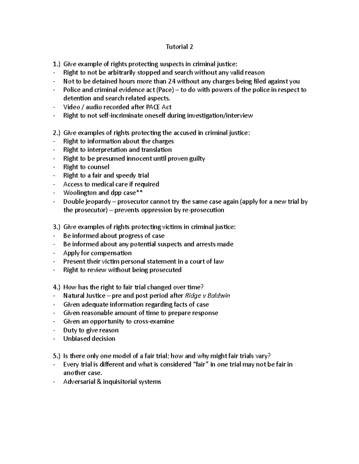 tutoriallsj 2344 - Tutorial 2 1.) Give example of rights protecting ...