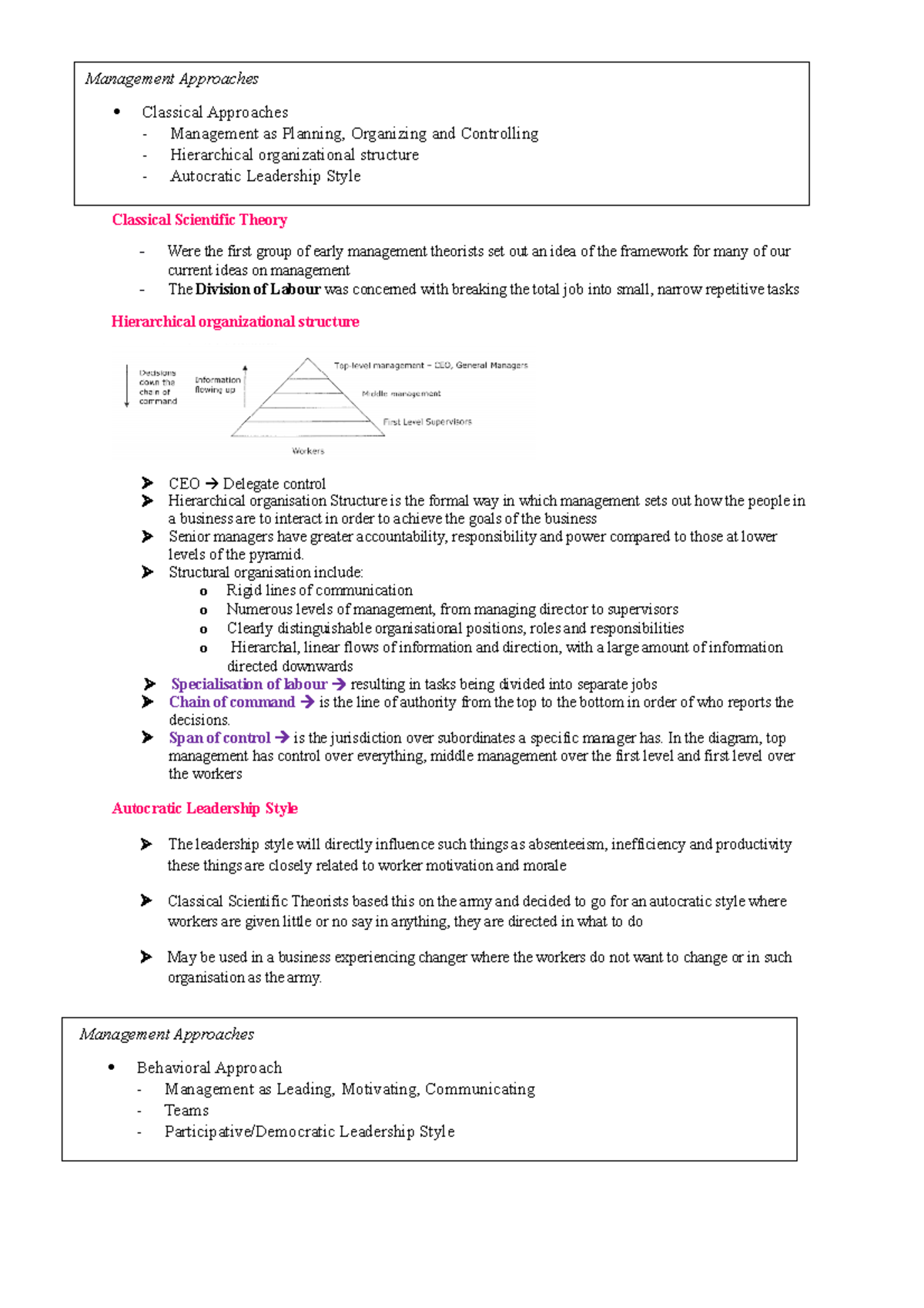 Business Notes (Business management) - Classical Scientific Theory ...