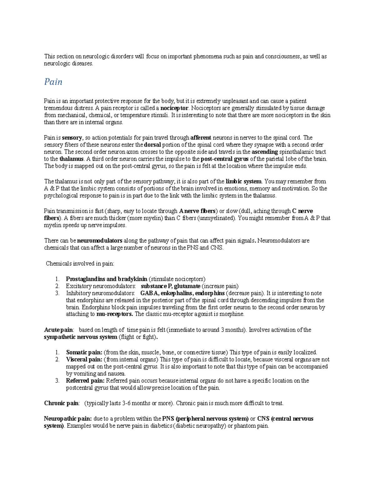 Neurologic Disorders - Human Pathology Notes - This section on ...