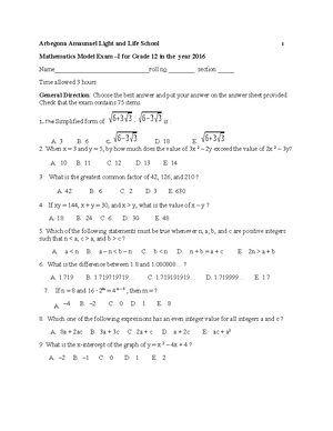 Final Exam bu - Math1011: Final Examination Department of Mathematics ...