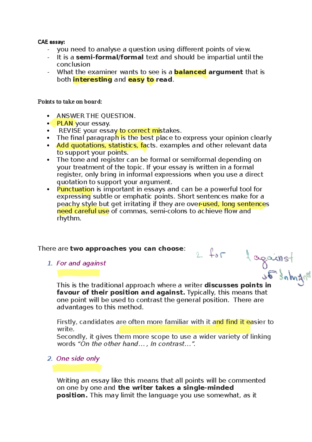 CAE-essay - CAE essay: - you need to analyse a question using different ...