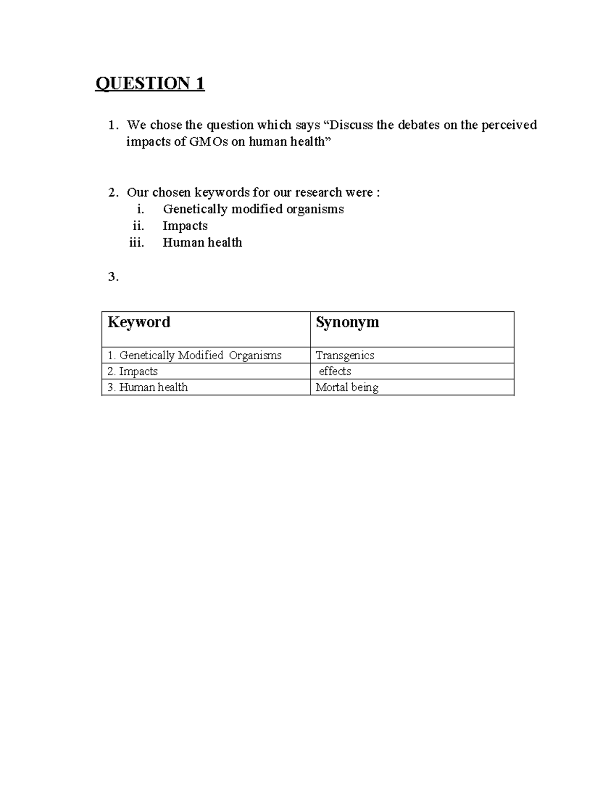 Dynasty research assignment - QUESTION 1 1. We chose the question which ...