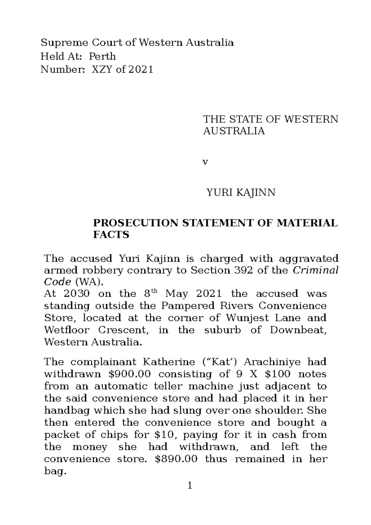 Statement of Material Facts accused Yuri Kajinn - Supreme Court of ...