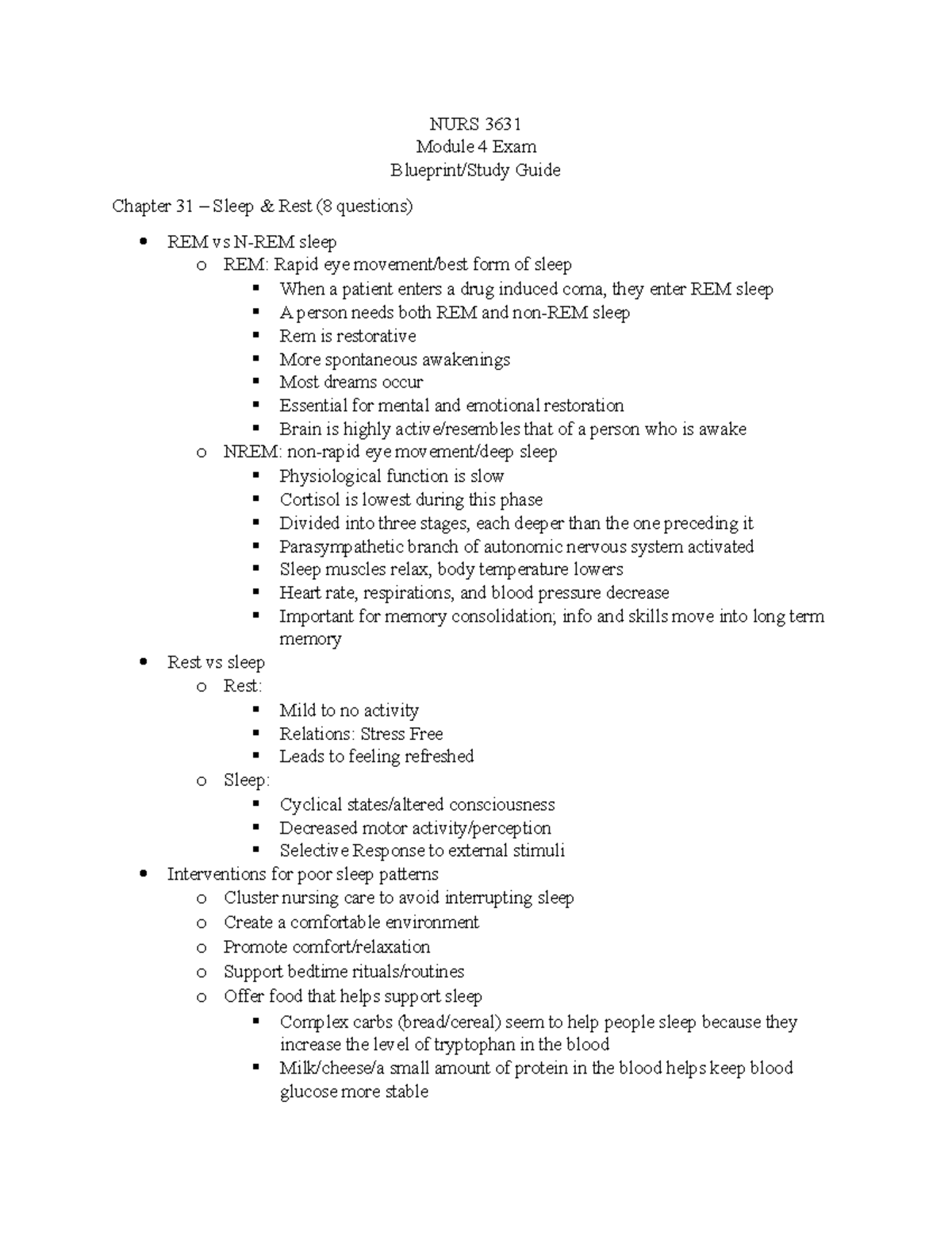 Blueprint.Study Guide Module 4 - NURS 3631 Module 4 Exam Blueprint ...