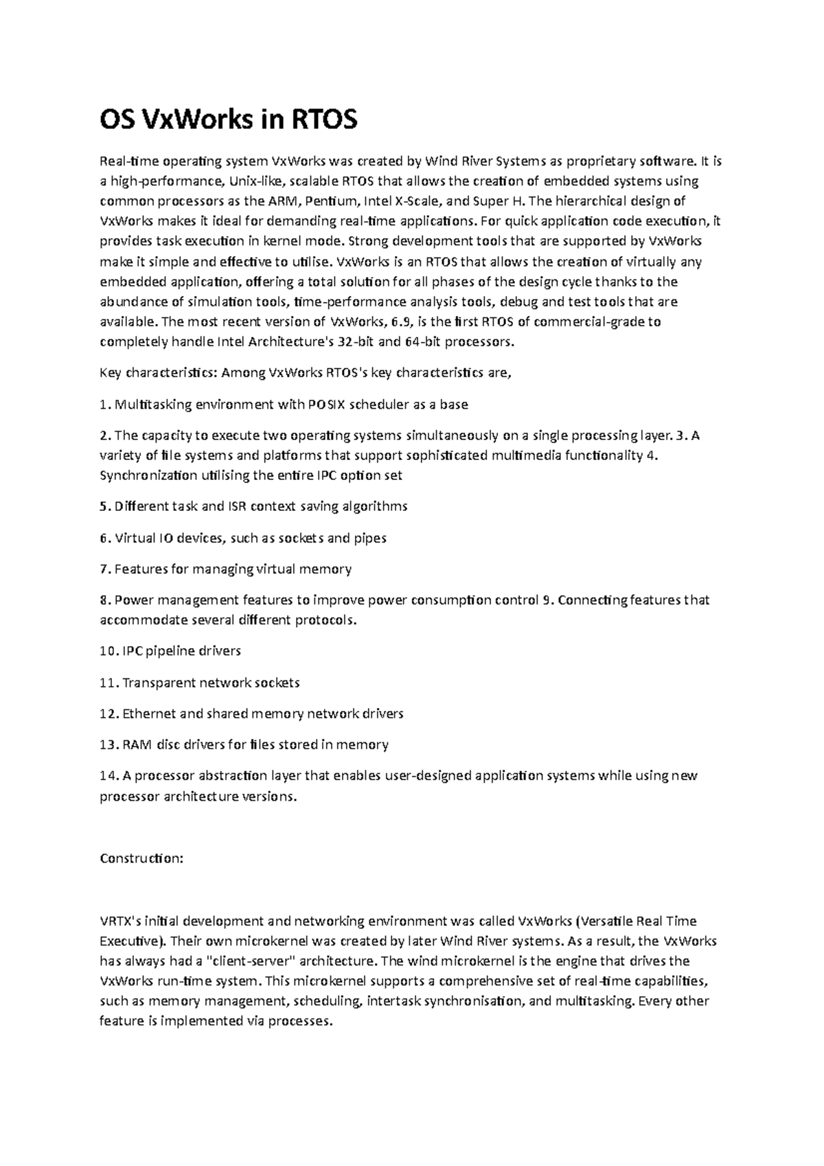 OS Vx Works in RTOS - OS VxWorks in RTOS Real-time operating system ...