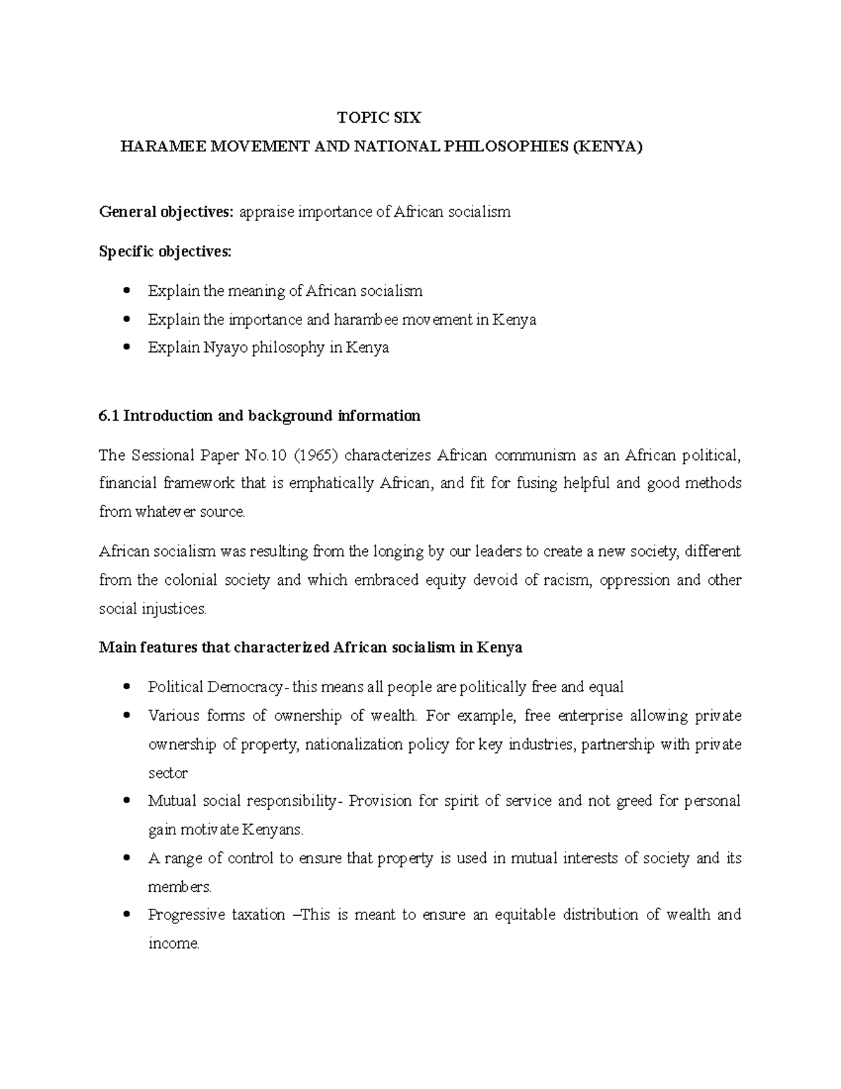 Topic 6 Harambee Spirit AND African Philosophy - TOPIC SIX HARAMEE ...