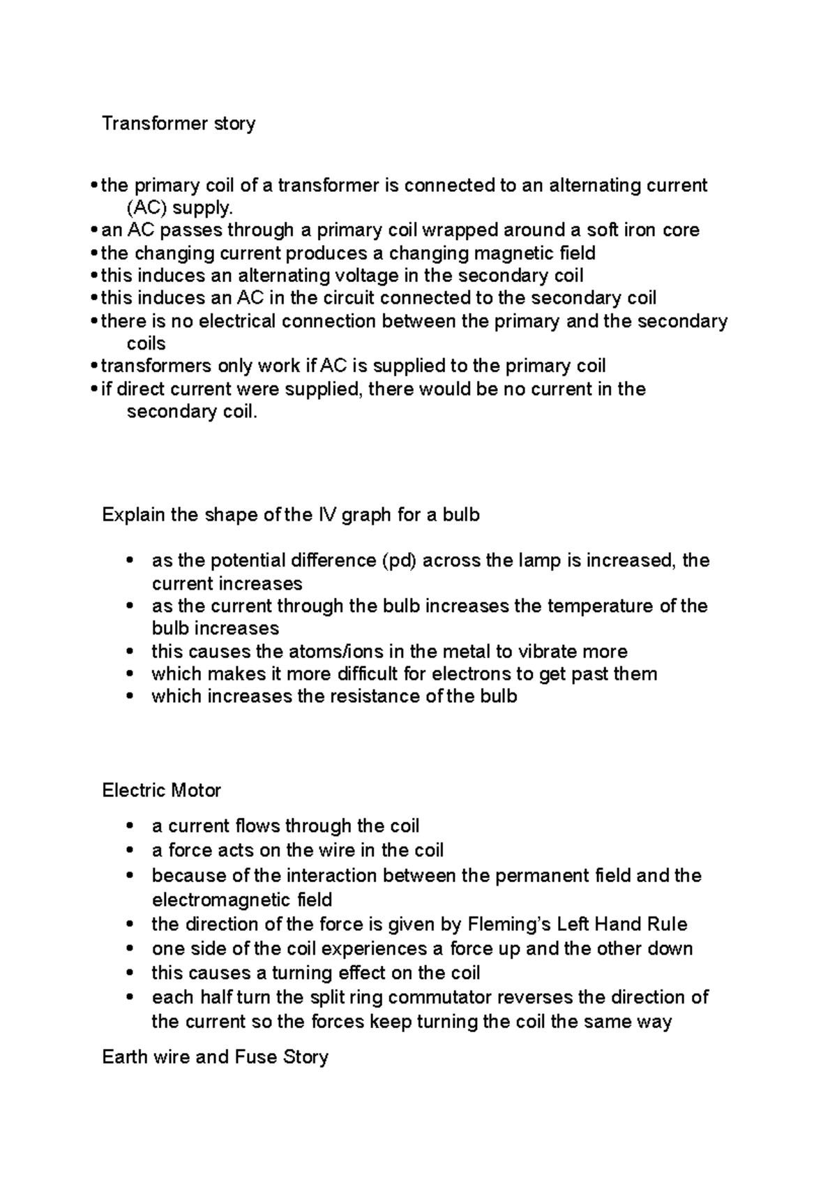 Physics Stories - model answers to use in exams - Transformer story the ...