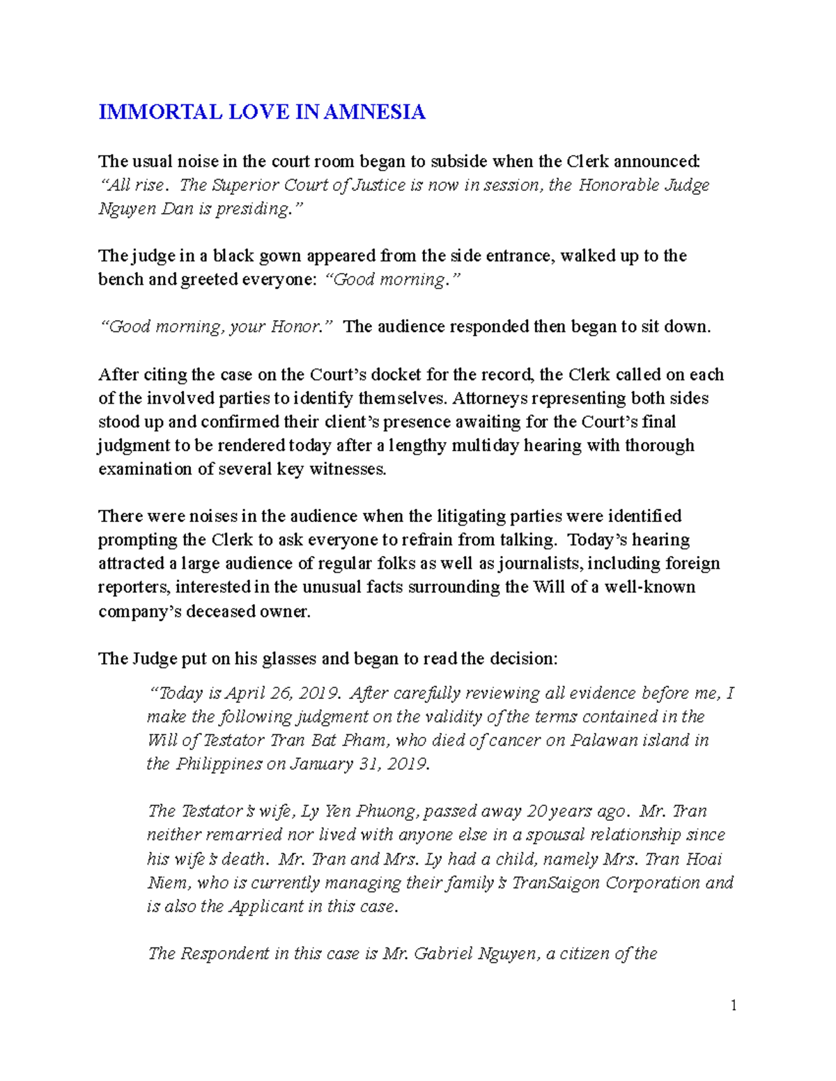 Immortal LOVE IN Amnesia English version - IMMORTAL LOVE IN AMNESIA The ...