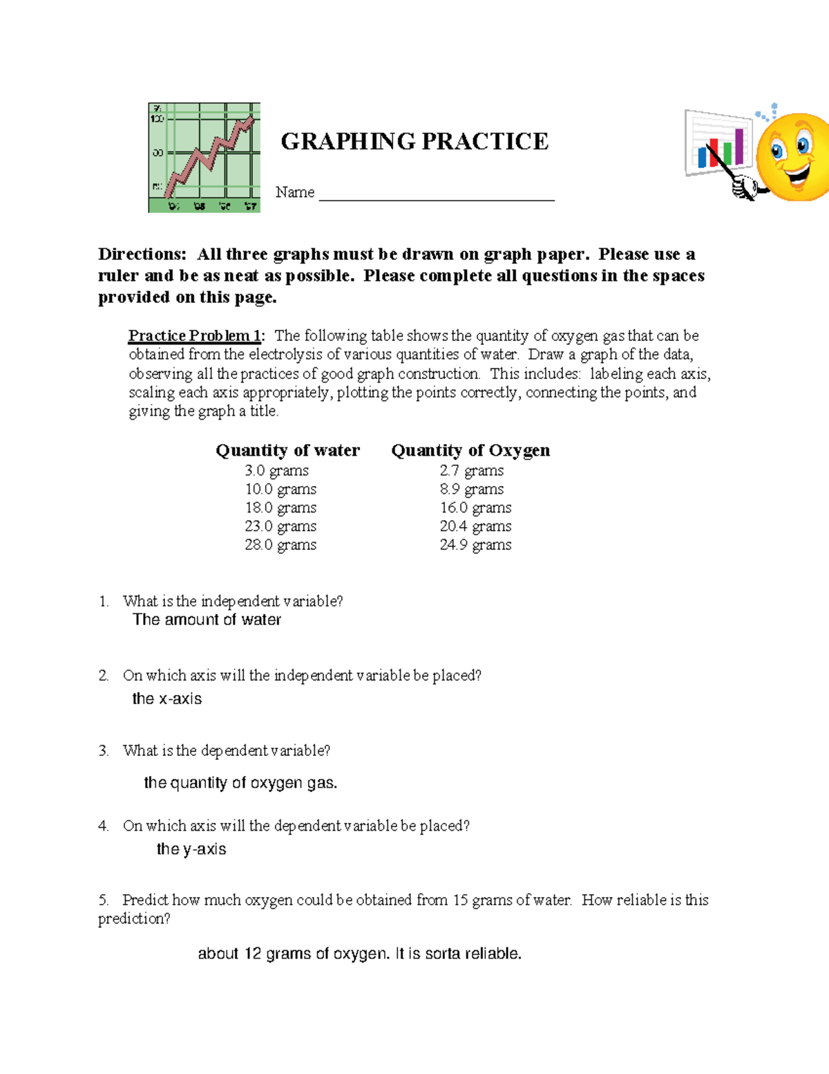 CS graphing practice - work - GRAPHING PRACTICE Name ...