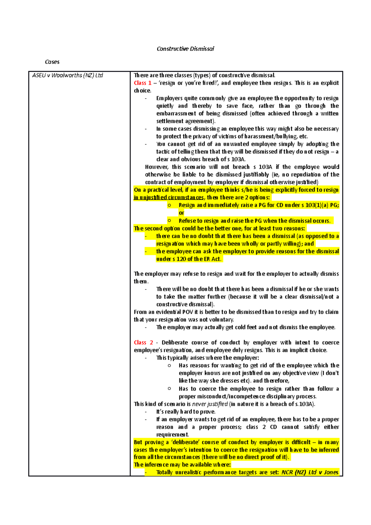 Constructive-Dismissal - Constructive Dismissal Cases ASEU v Woolworths ...