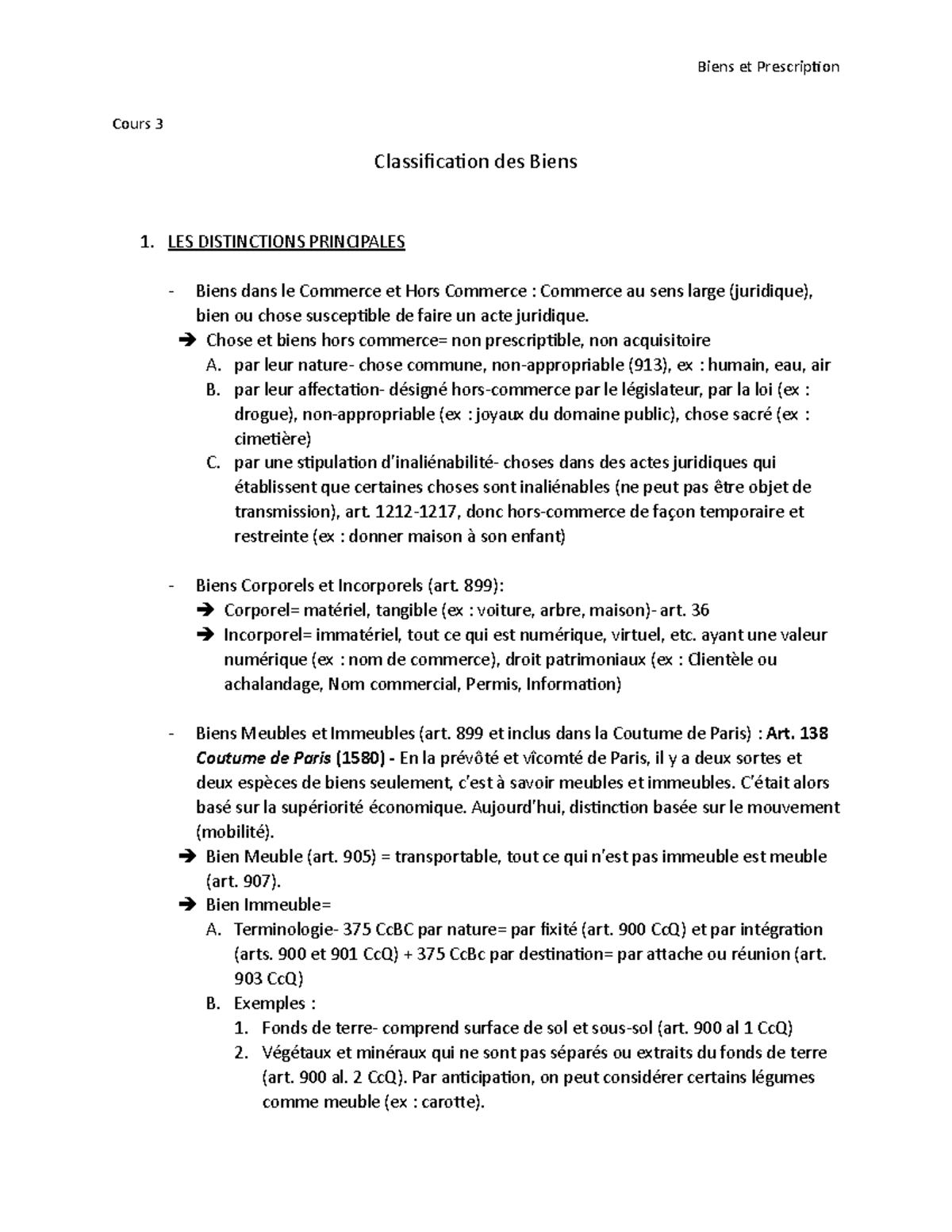 Cours 3 - Marie-Andrée Plante - Biens et Prescription Cours 3 ...