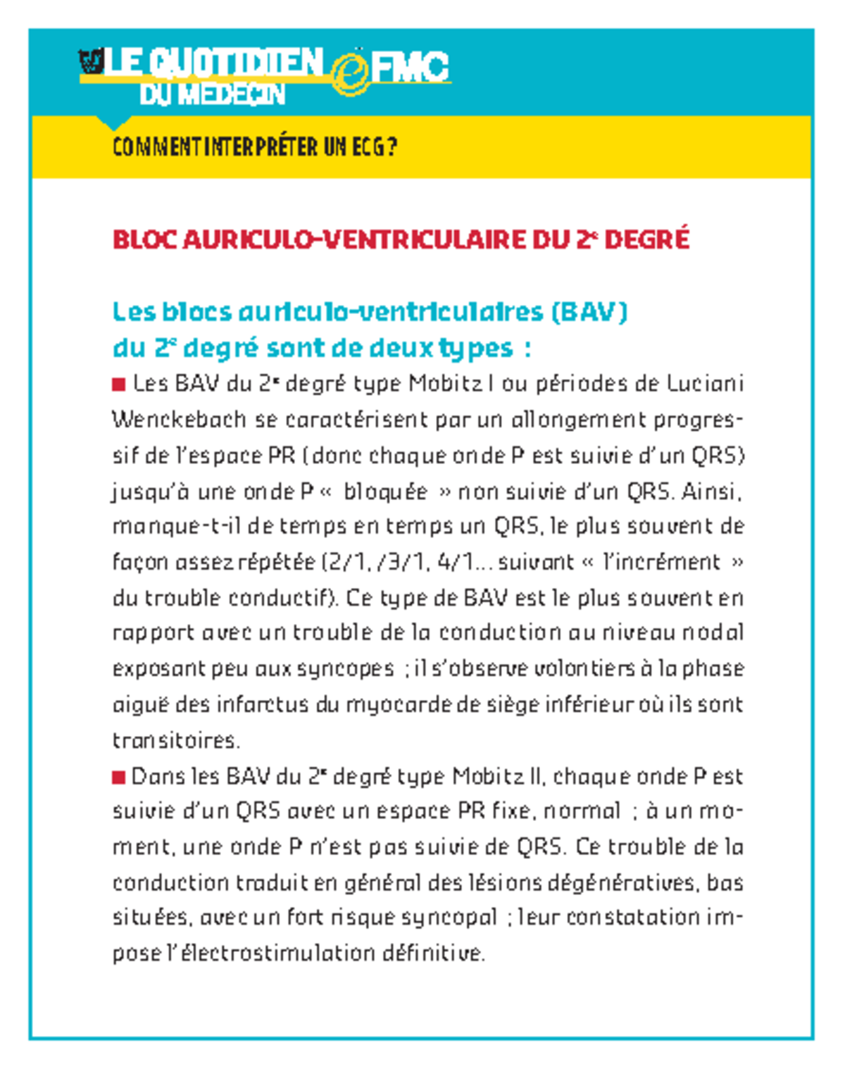 M05 cas2 006.pdf-BAV du 2d degré - COMMENT INTERPRÉTER UN ECG? Les blocs auriculo-ventriculaires ...